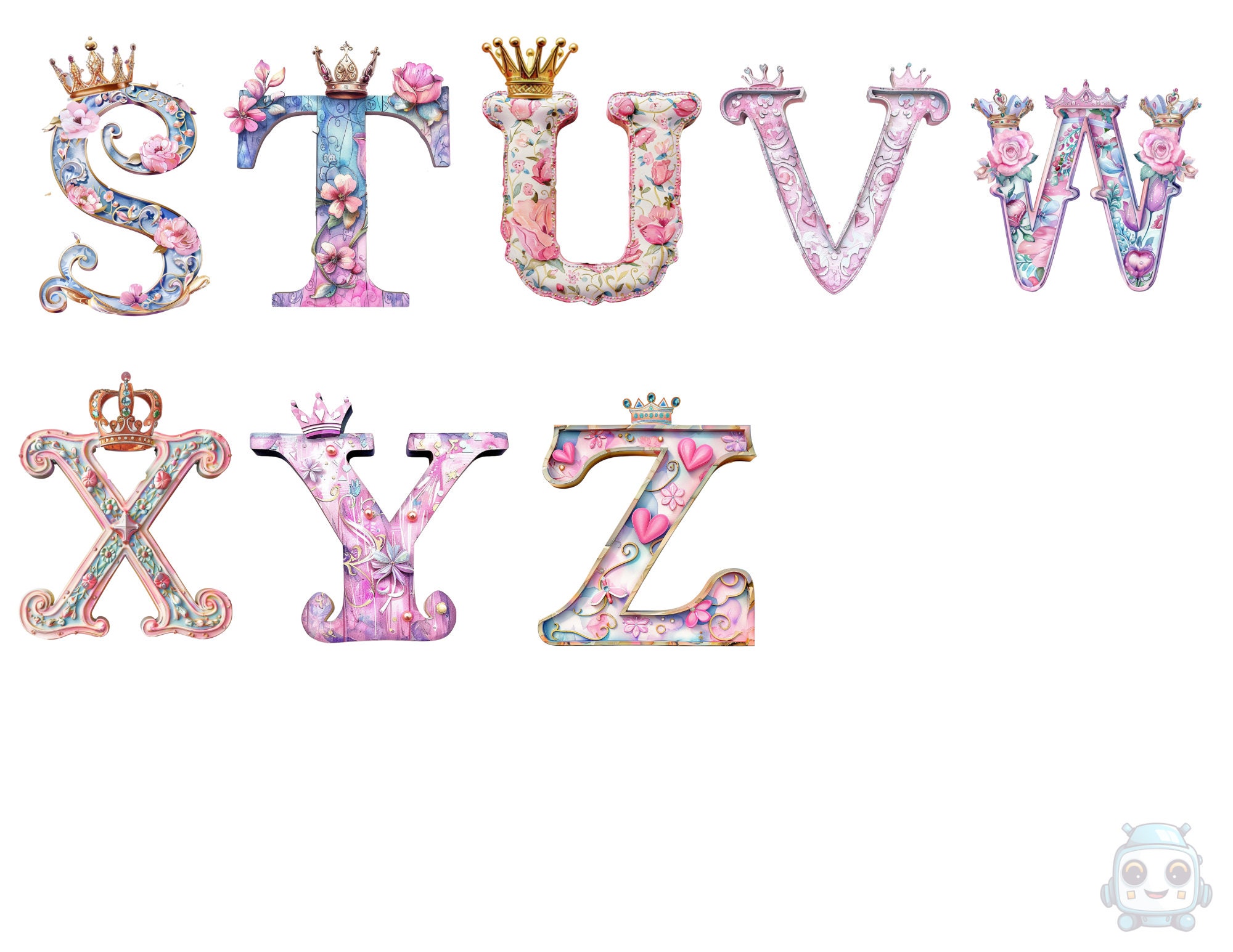 Watercolor Princess Alphabet Clipart, Pink Letters Png, Transparent ...