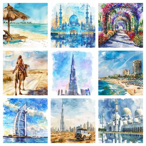 Watercolor United Arab Emirates Clipart, PNG Individual Images on ...