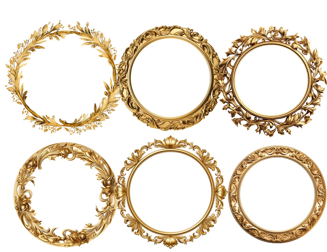 Golden Round Frames Clipart, Logo Clipart, Logo Template, Gold Circles ...