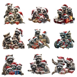 24 Santa Raccoons Clipart, Christmas Clipart, PNG Individual Images on ...