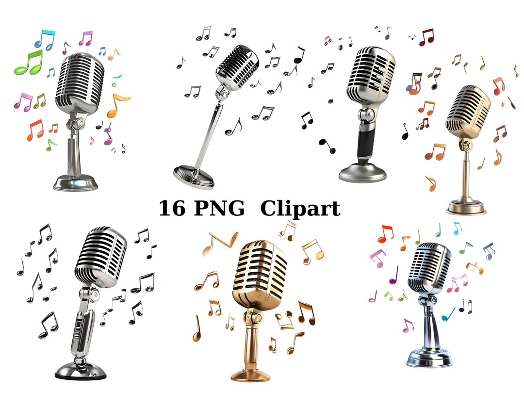 16 Microphones Clipart, Items Clipart, PNG Individual Images on ...