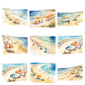 17 Sunny Beaches Watercolor Clipart, Summer Clipart, PNG Digital Files ...