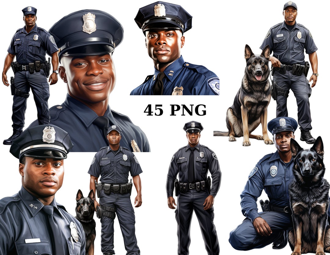 45 Black Men Police Officers Clipart, Men of Color, Police Clipart, PNG ...