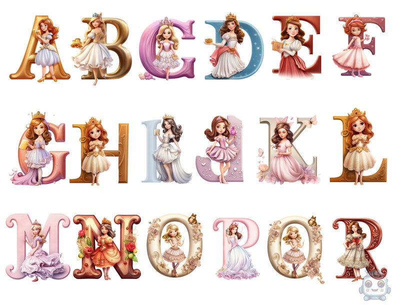 Alphabet PRINCESSE, lettres png, alphabet png, téléchargement immédiat ...
