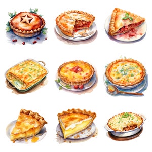 Watercolor Pies Clipart, PNG Individual Images on Transparent ...