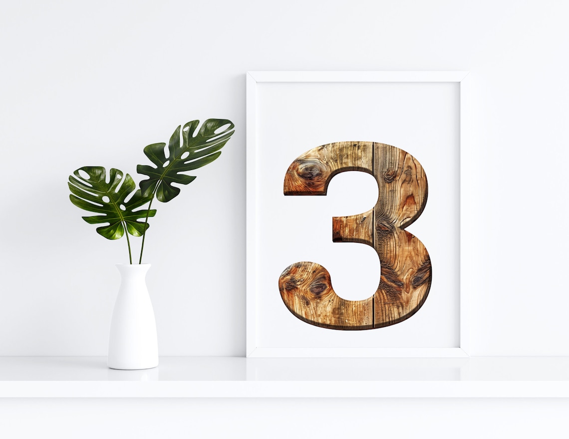 Watercolor Wood Numbers Clipart, PNG Individual Images, Commercial Use ...