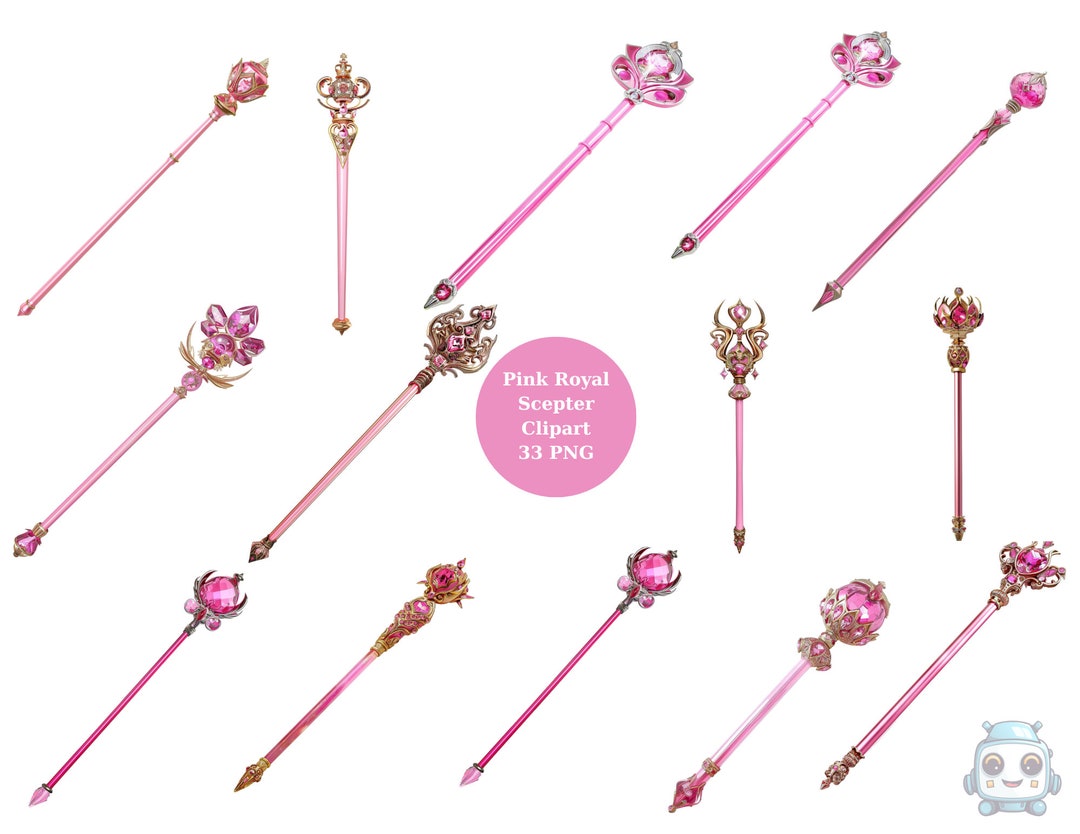 Pink Royal Scepter Clipart, Regal Clipart, PNG Individual Images on ...