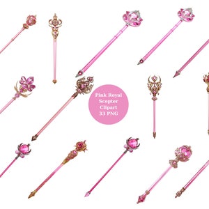 Pink Royal Scepter Clipart, Regal Clipart, PNG Individual Images on ...