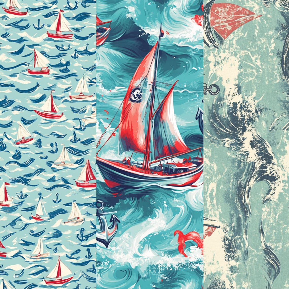Nautical Digital Paper Pack – 18 Sea and Sailboat Backgrounds for Boys ...