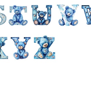 Blue Teddy Bear Alphabet, Letters Png, Alphabet Png, Instant Download ...