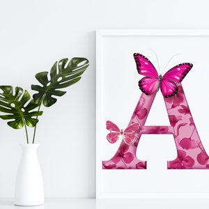 Pink Butterflies Alphabet, Butterflies Letter, Instant Download for ...