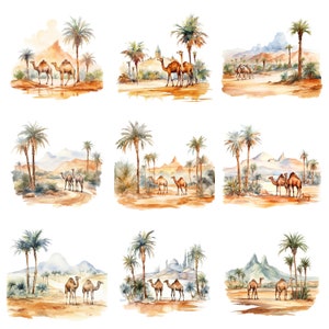 35 Desert Landscapes Watercolor Clipart, Desert Clipart, PNG Individual ...