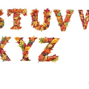 Autumn Leaves Alphabet Clipart - Fall-themed Leaf Letters Set, Instant ...