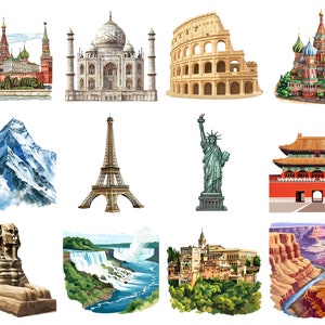 Famous Landmarks Clipart, PNG Individual Images on Transparent ...