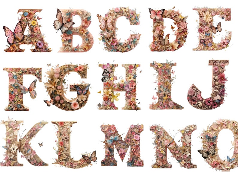 Butterfly Alphabet Cliparts, 26 Beautiful PNG Images, Transparent ...