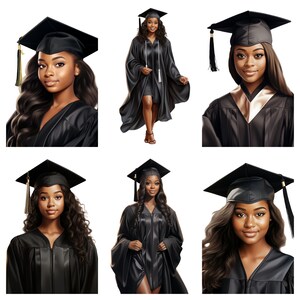 41 Black Girl Graduation Clipart, Women of Color, PNG Individual Images ...
