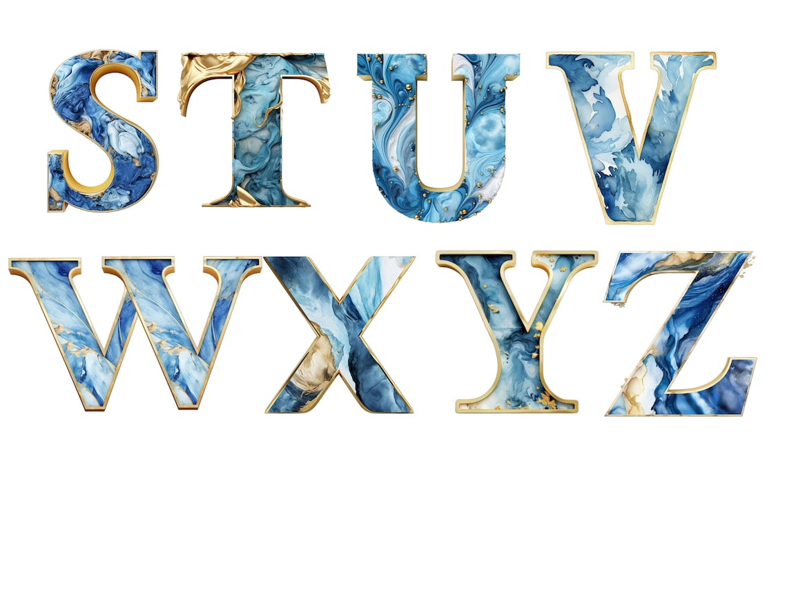 Blue Marble Alphabet Clipart , Marble Alphabet, Transparent Background ...