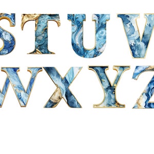 Blue Marble Alphabet Clipart , Marble Alphabet, Transparent Background ...