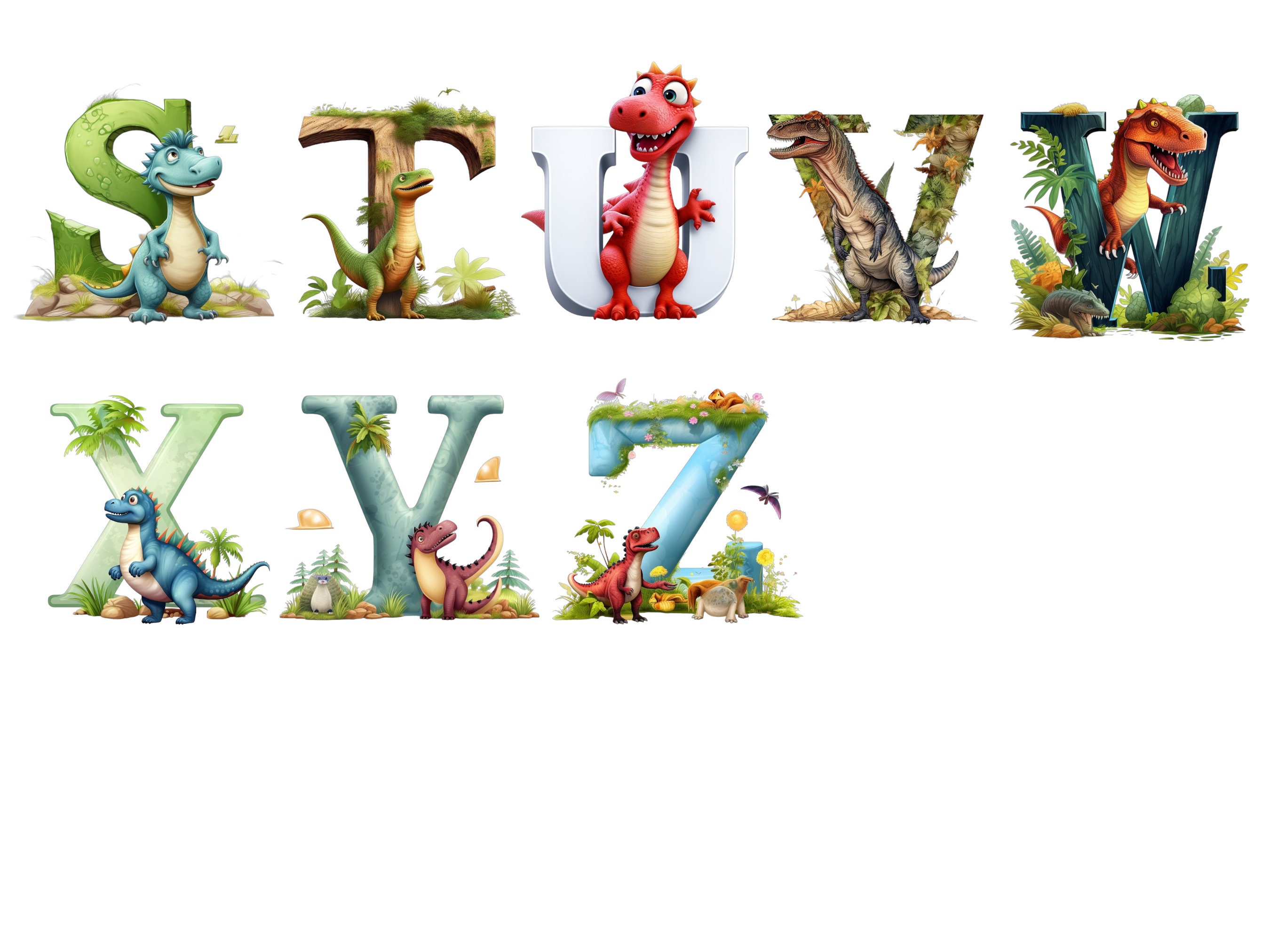 Dino Alphabet, Dino Letter, Dino Font Png, Instant Download for ...