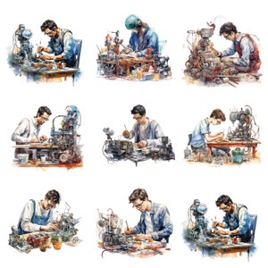 29 Robotics Watercolor Clipart, Technology Clipart, PNG Individual ...