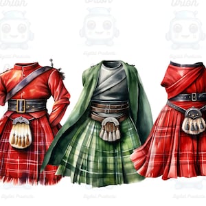 Watercolor Kilts Clipart, Scottish Kilts PNG, Scotland Clipart, PNG ...