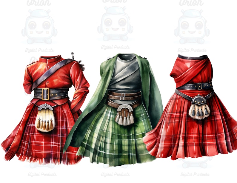 Watercolor Kilts Clipart, Scottish Kilts PNG, Scotland Clipart, PNG ...