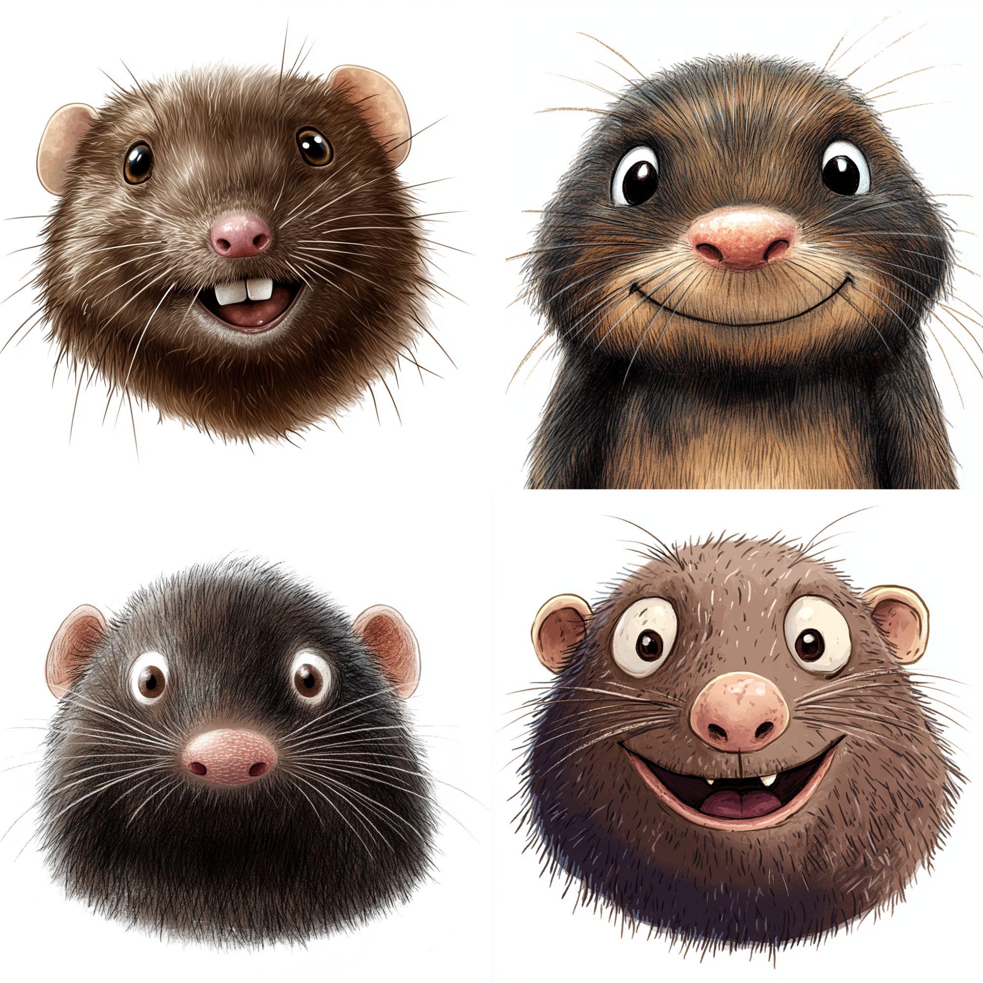 Cute Mole Clipart Set – Funny Mole Faces PNG, Cartoon Burrowing Animal ...