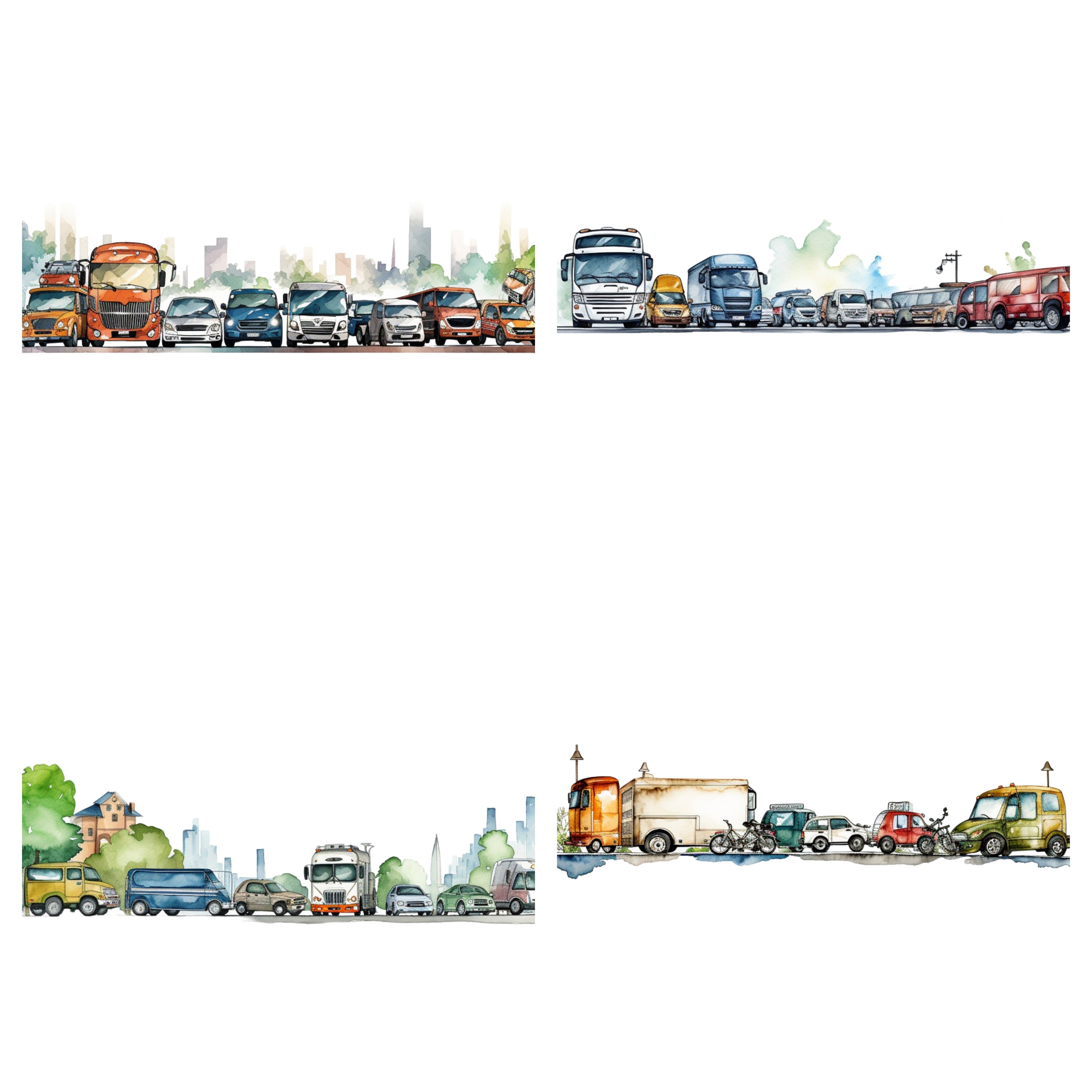 23 Vehicle Borders Watercolor Clipart, Borders Clipart, PNG Individual ...