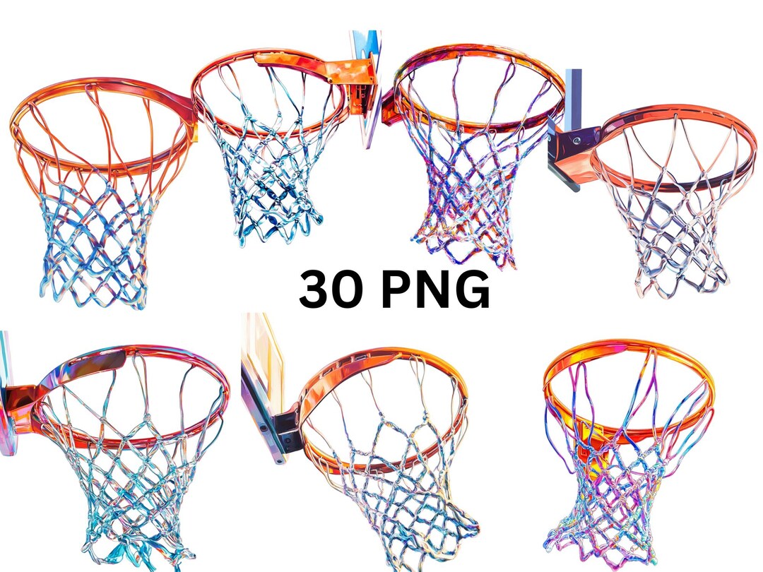 Basketball Hoop Clipart | 30 PNG Colorful Basketball Nets Digital, PNG ...