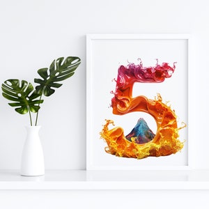 Watercolor Volcano Numbers Clipart, PNG Individual Images on ...