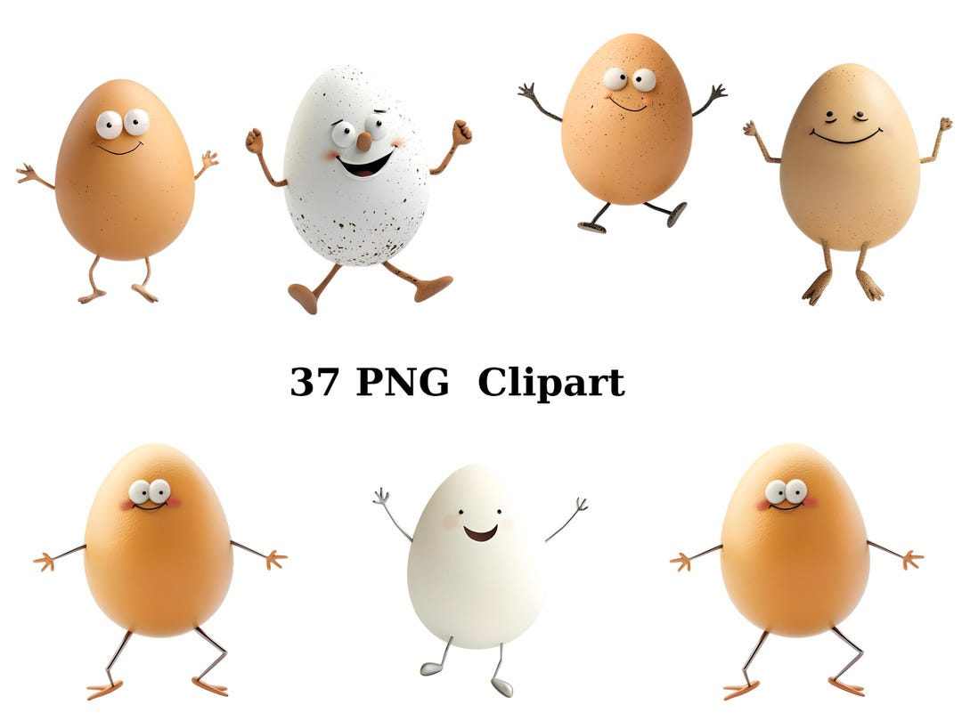 37 Funny Eggs Clipart, Whimsical Clipart, PNG Individual Images on ...