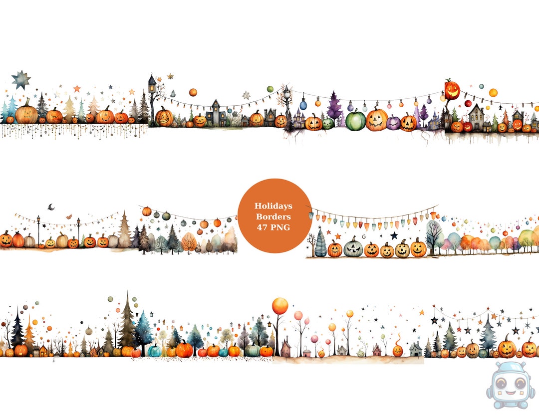 47 Holidays Borders Watercolor Clipart, Border Clipart, PNG Individual ...