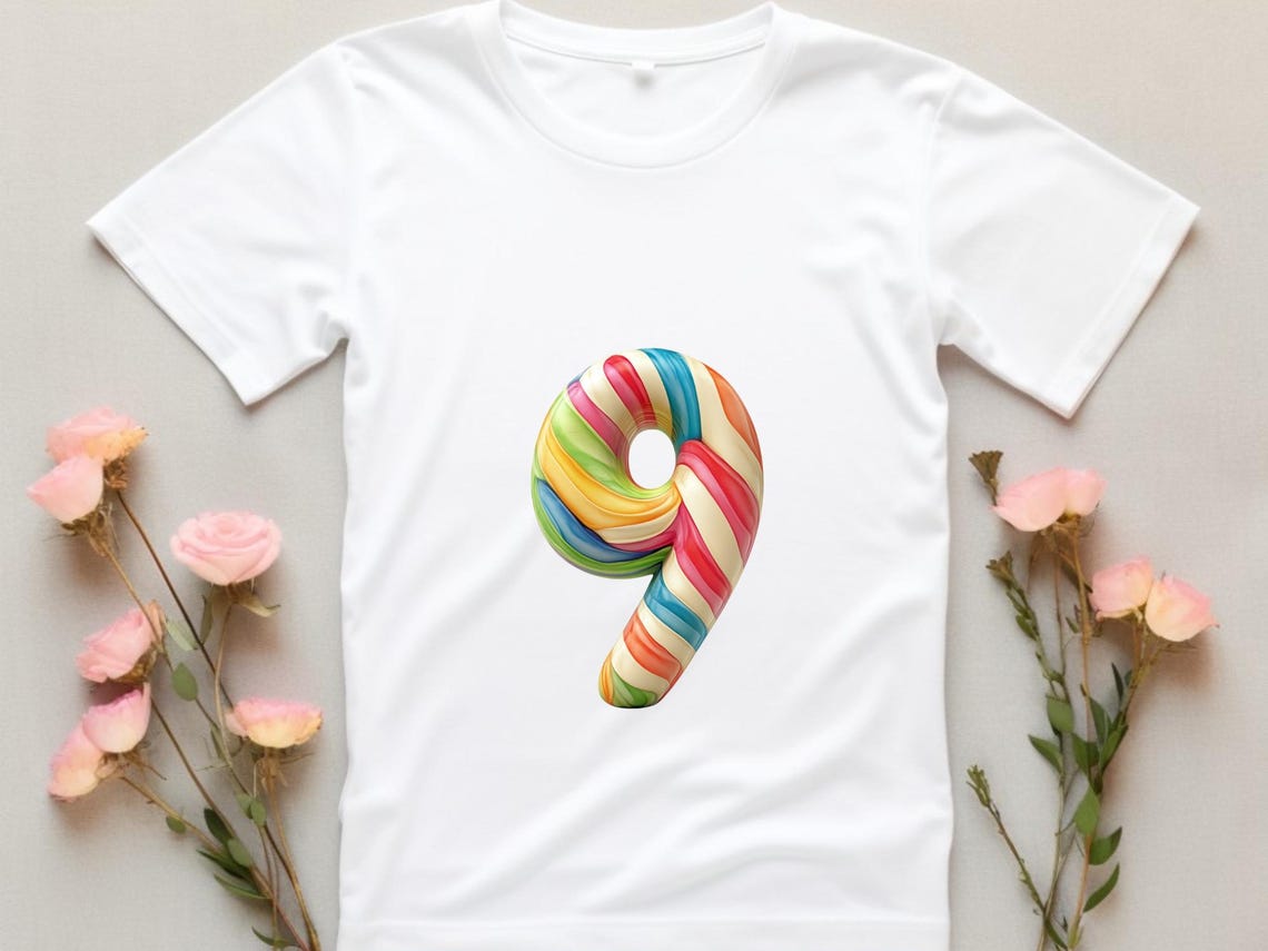 Colorful Candy Numbers - Sweet Striped 0-9 Clipart Instant Download for ...