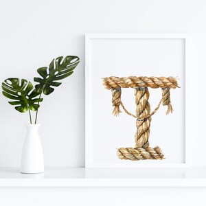 Watercolor Rope Alphabet Clipart, PNG Individual Images on Transparent ...