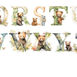 Watercolor Bear Alphabet in PNG for Commercial Use Instant Download ...