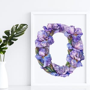 Iris Alphabet Clipart, Floral Clipart, PNG Individual Images on ...
