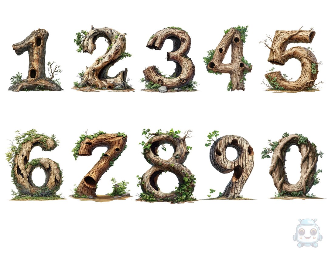 Wooden Tree Trunk Numbers Png, Instant Download for Commercial Use ...