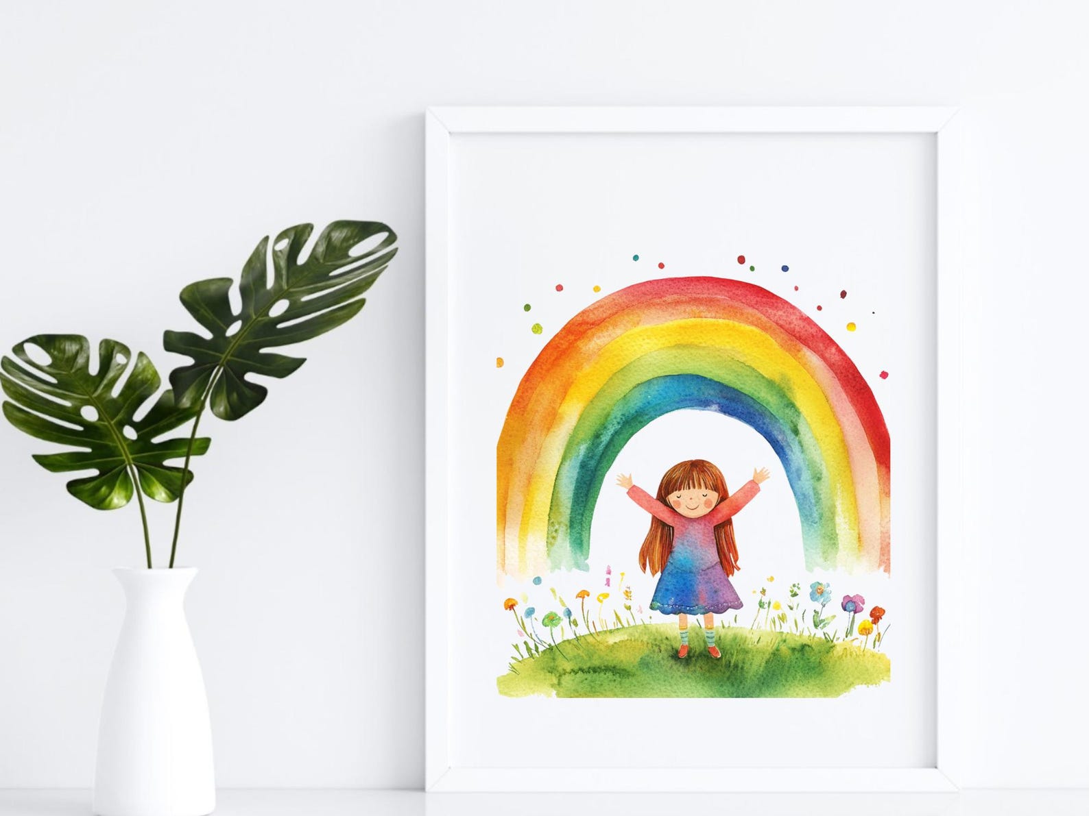 30 Girl and Rainbow Watercolor Clipart, Rainbow Clipart, PNG Individual ...
