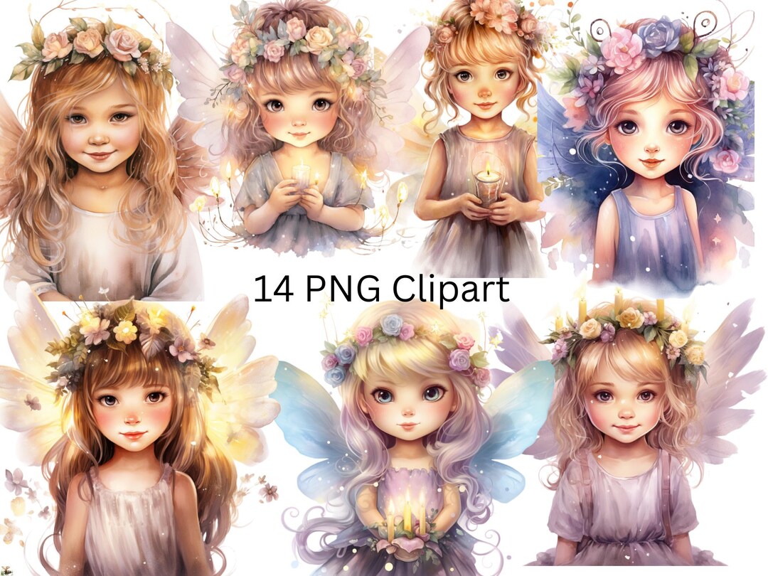 14 Fairy Children Clipart, PNG Individual Images on Transparent ...