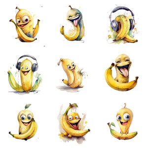 Watercolor Happy Bananas Clipart, PNG Images, Instant Download ...