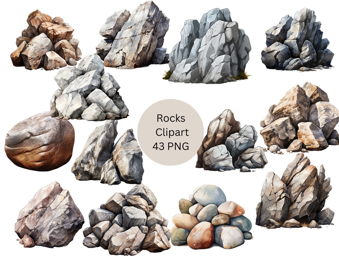 Rocks Clipart, PNG Digital Files on Transparent Background, Sublimation ...