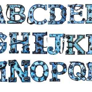 Blue Dog Paw Alphabet Clipart, PNG Individual Images on Transparent ...