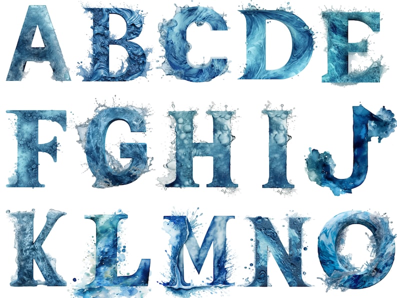 Ocean Alphabet Clipart fondo transparente alta calidad - Etsy México