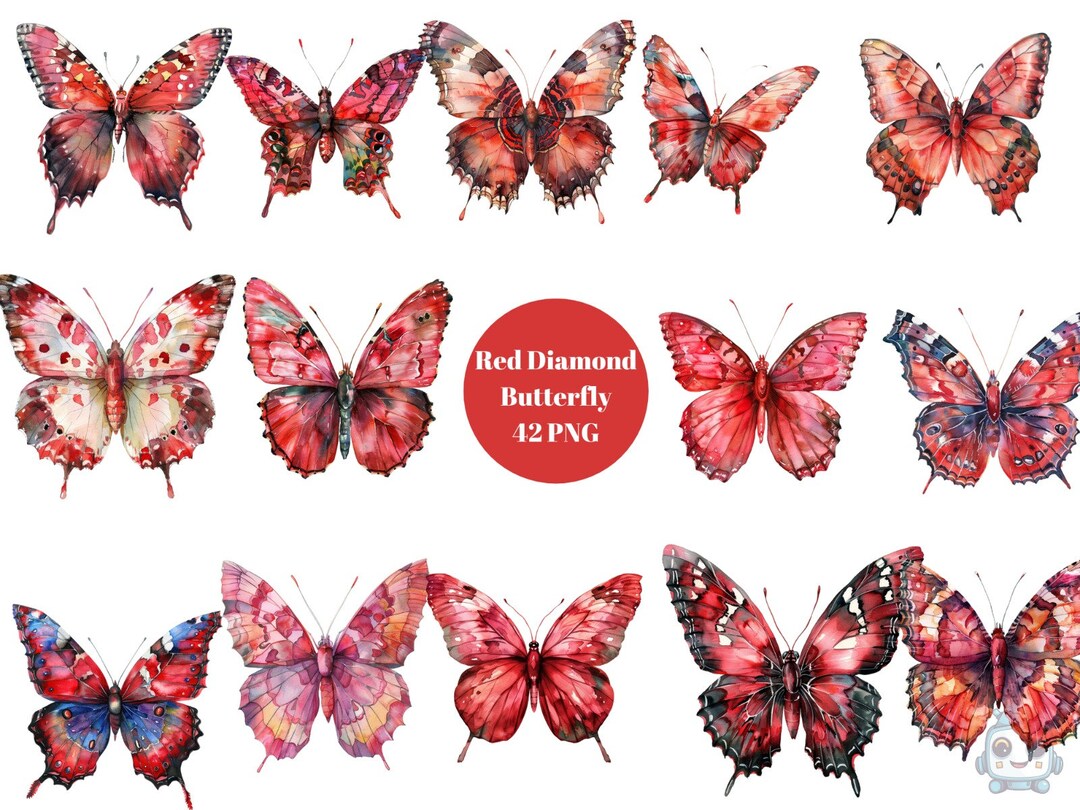 42 Red Diamond Butterfly, Insects Clipart, PNG Individual Images on ...