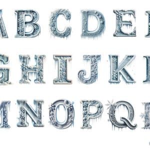 Ice Alphabet Clipart, Winter Alphabet Clipart, PNG Individual Images on ...