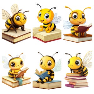 50 Preschool Bees Clipart, School Clipart, Adorable School Bees, PNG ...