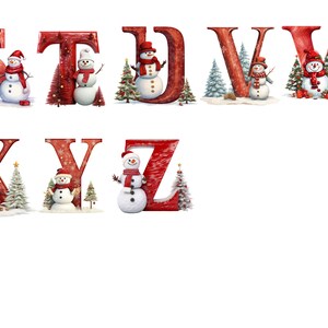 Red Snowman Alphabet, Letters Png, Alphabet Png, Instant Download for ...
