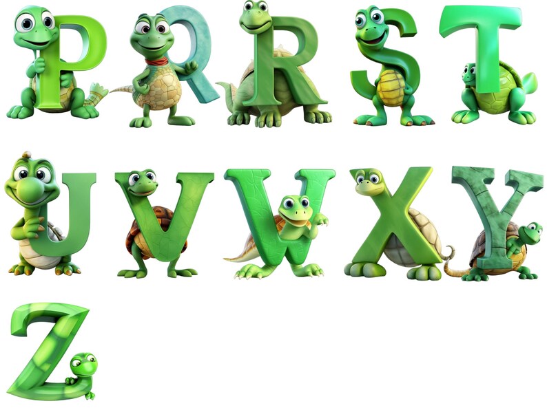 Turtle Alphabet Clipart Transparent Background High Quality - Etsy