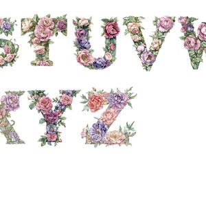 Floral Alphabet Clipart - Elegant Flower Letters Set - Botanical Garden ...