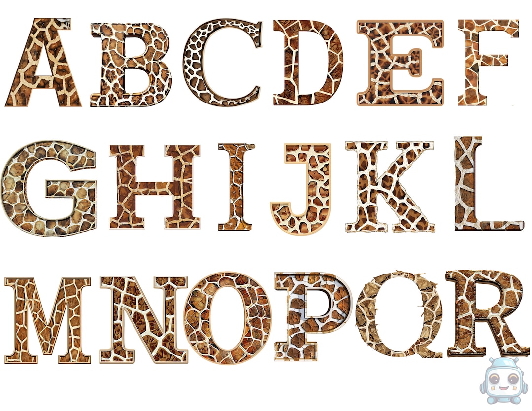 Giraffe Print Alphabet Clipart, Giraffe Letters, Transparent Background ...